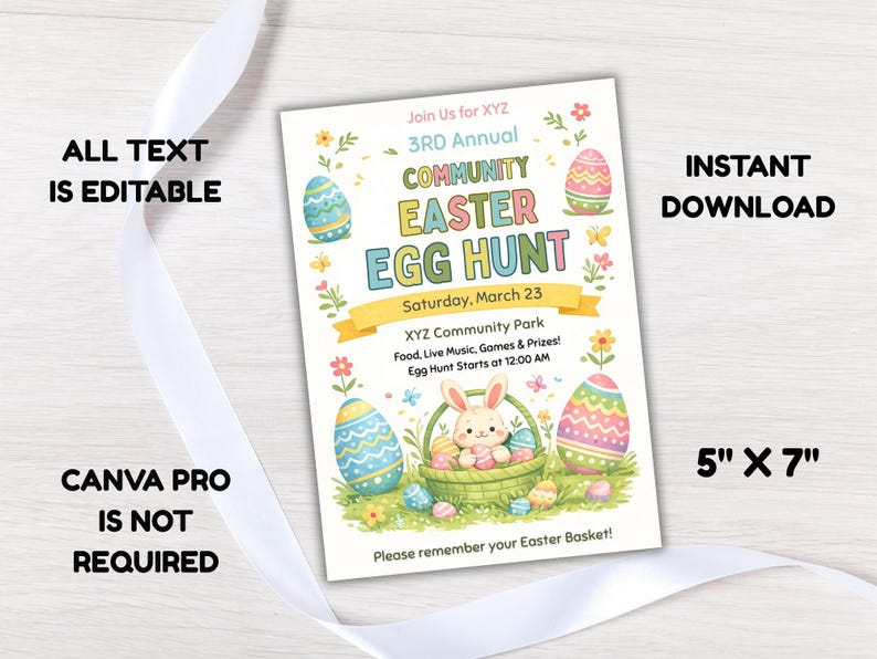 Editable Community Easter Egg Hunt Printable Flyer, Neighborhood Easter ...