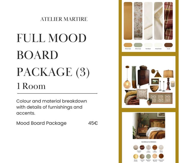 Custom Interior Design Mood Board • Room Color Palette & Furnishings ...