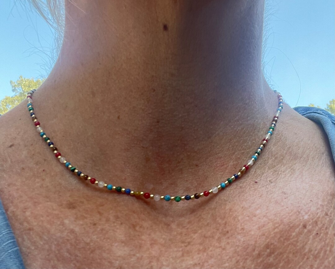 Healer Necklace - 2mm 14k Gold Filled Beads With 2mm Lapis Lazuli ...