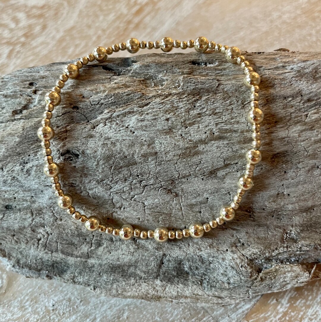 Handmade 14k Gold Filled Bead Stretch Bracelet 14k Gold Filled 4 Mm ...