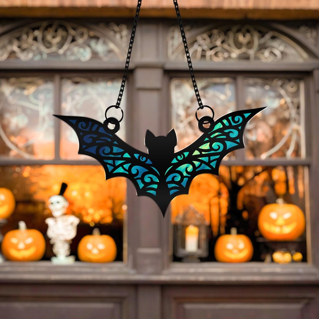 Halloween Bat Suncatcher Window Hanging – Gothic Bat Decor, Spooky Fall ...