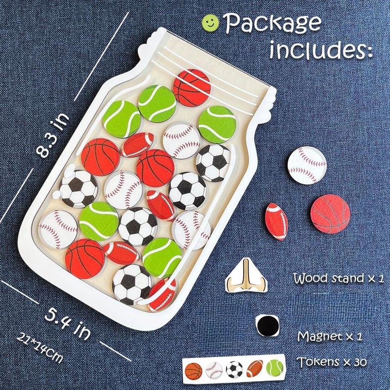 Reward Jar for Kids – Sports Themed Behavior Chart With Football ...