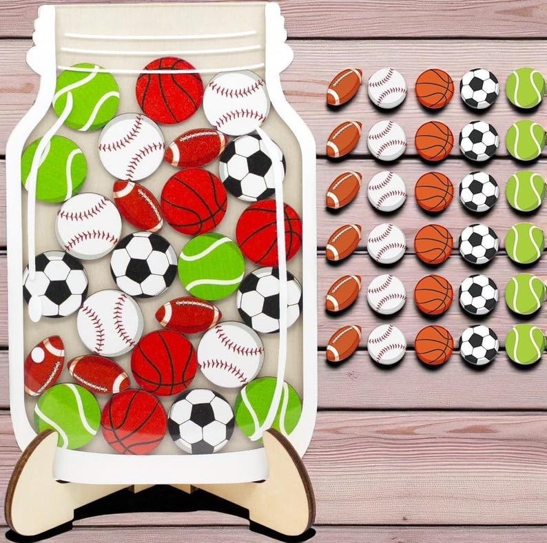 Reward Jar for Kids – Sports Themed Behavior Chart With Football ...