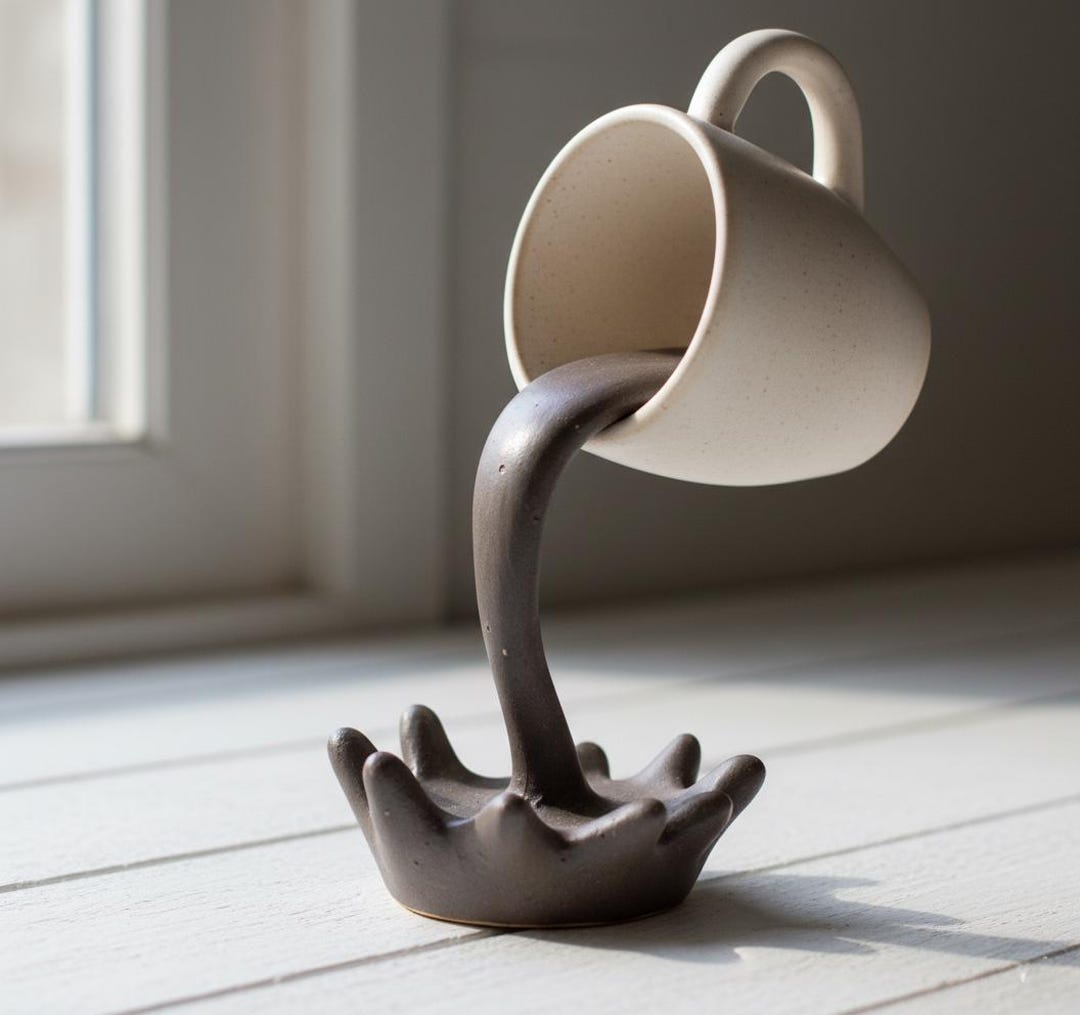 Floating Coffee Cup Sculpture, Gravity Defying Coffee Art, Resin Mug ...