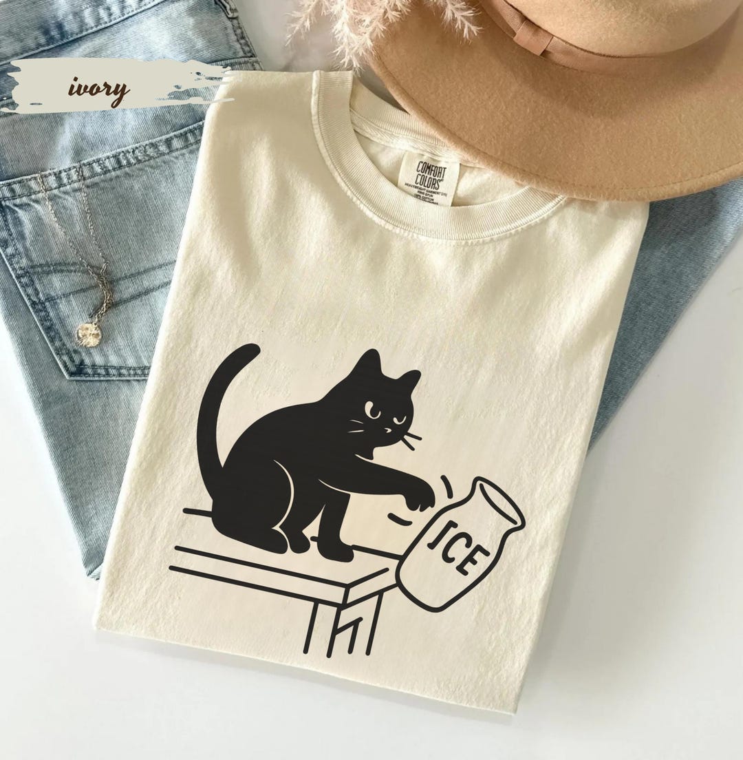 Comfort Colors® Anti ICE Pro Immigration Shirt, , Abolish ICE Funny Cat ...