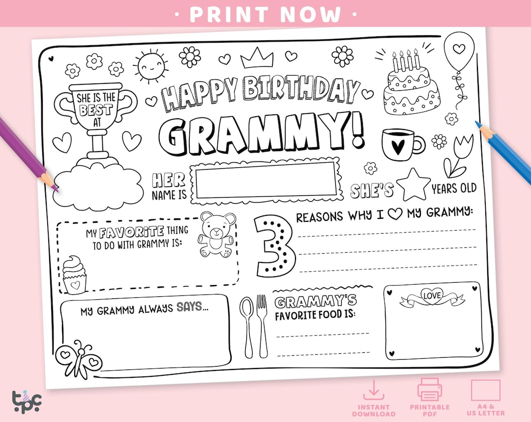 Happy Birthday Grammy Coloring Page | Printable All About My Grandma ...