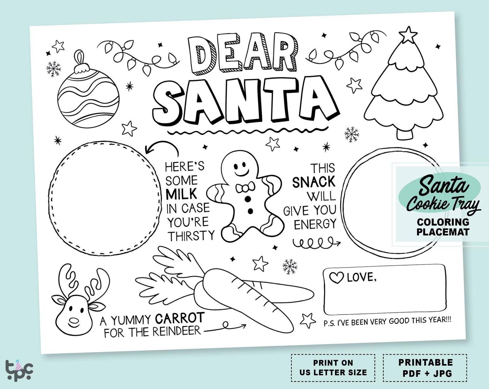 Printable Santa Cookie Tray Placemat | Cookies for Santa Card | Dear ...