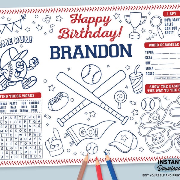 Baseball Placemats - Etsy