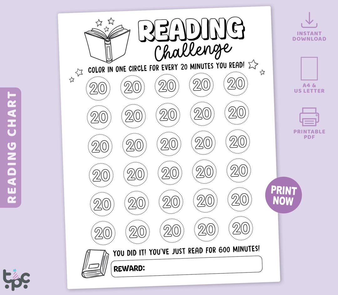 Reading Challenge for Kids | Printable Reading Tracker Chart | Book ...