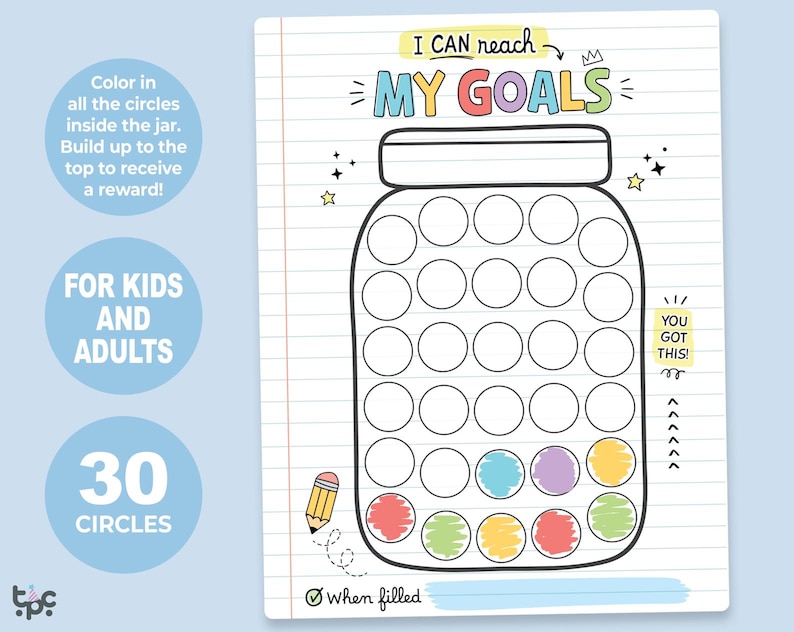 Reward Jar Printable | I Can Reach My Goals Chart | Money Challenge ...