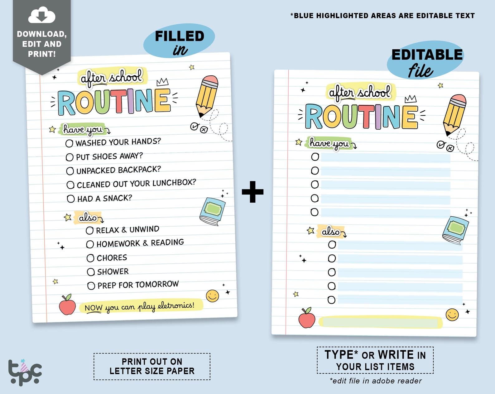 Editable After School Routine | Printable Schoolday Rules Chart ...