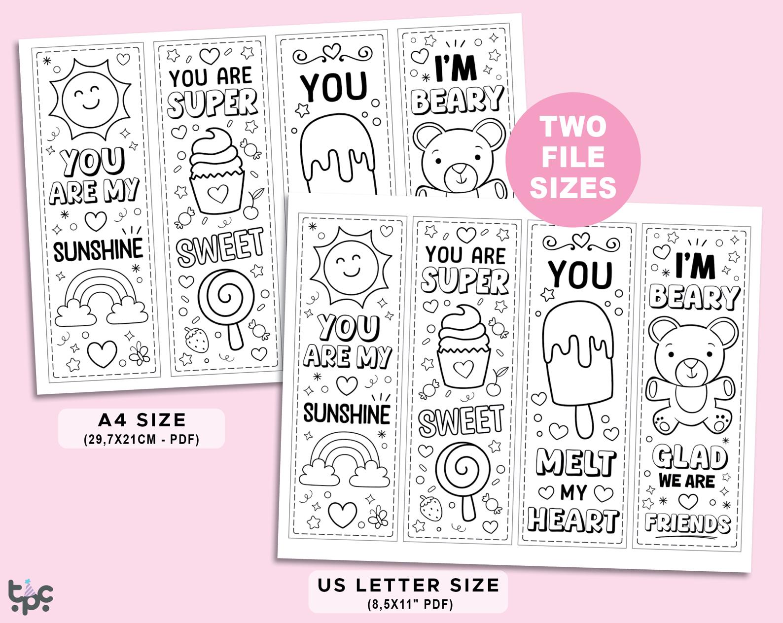 PRINTABLE Valentine Coloring Bookmarks | Coloring Valentine's Day Cards ...
