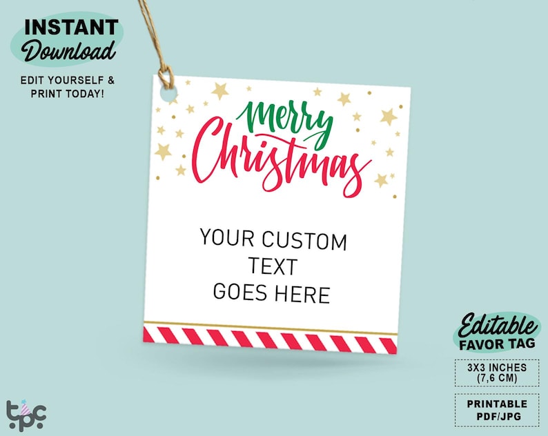 CHRISTMAS Printable Gift Tags | Editable Favor Tags Template | 3 Inch ...
