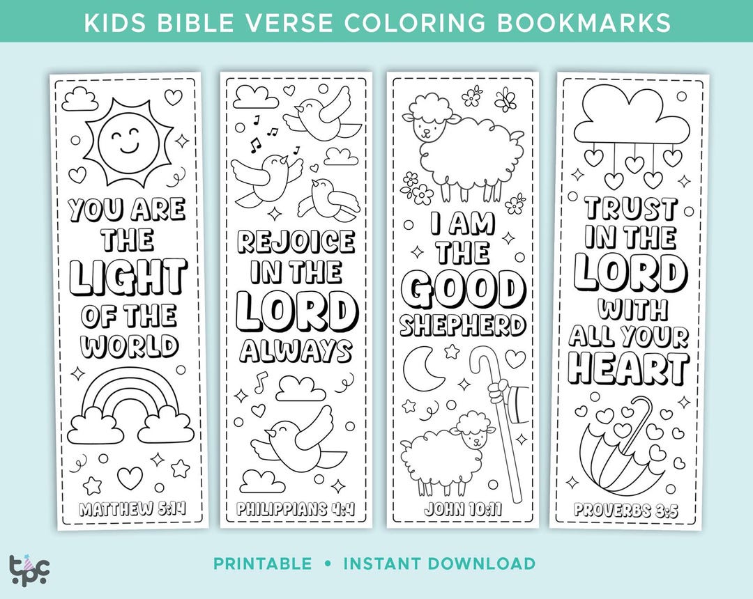 PRINTABLE Bible Verse Coloring Bookmarks for Kids | Christian Bookmark ...