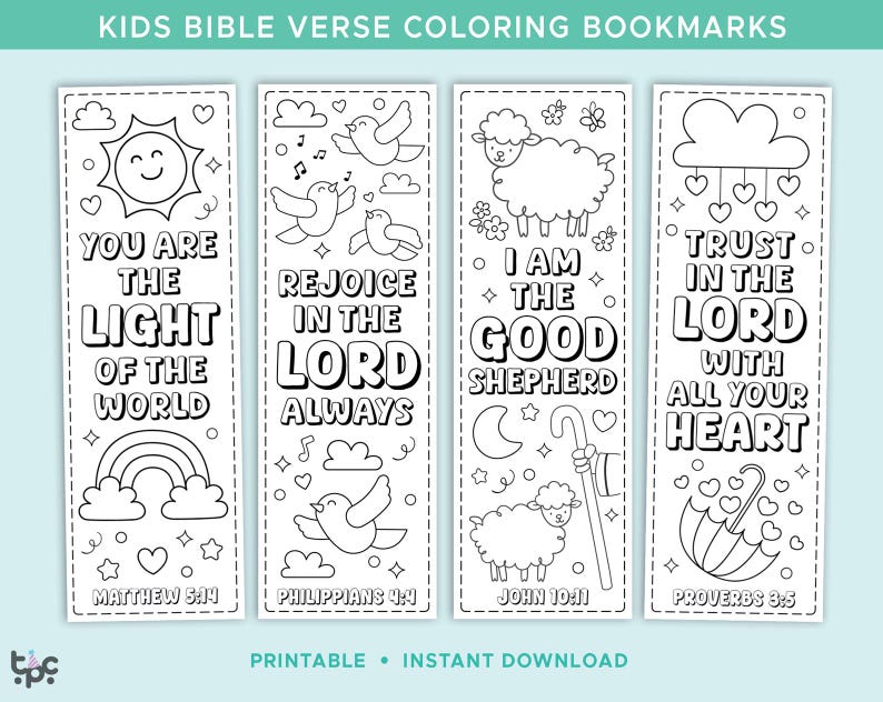 PRINTABLE Bible Verse Coloring Bookmarks for Kids | Christian Bookmark ...