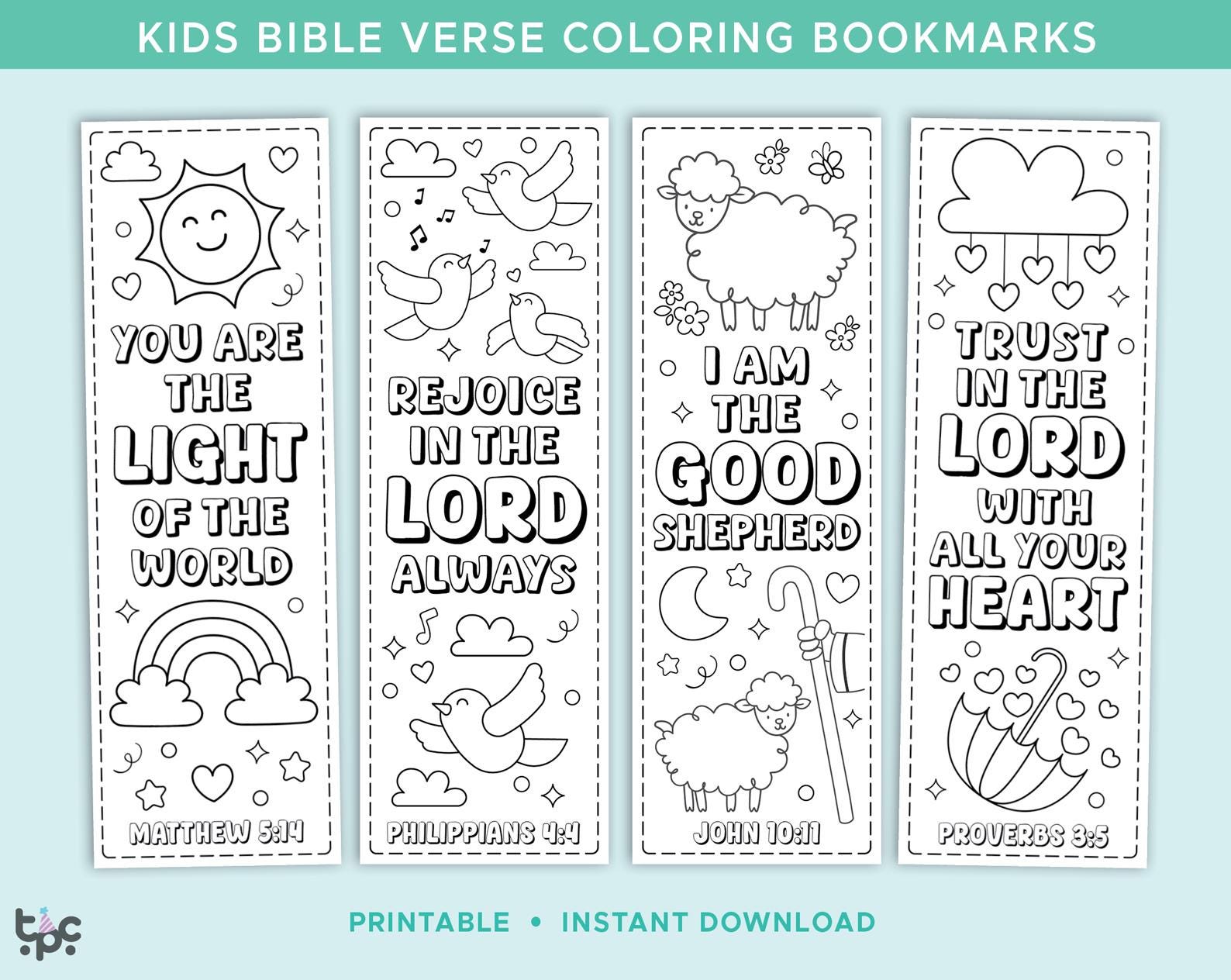 PRINTABLE Bible Verse Coloring Bookmarks for Kids | Christian Bookmark ...
