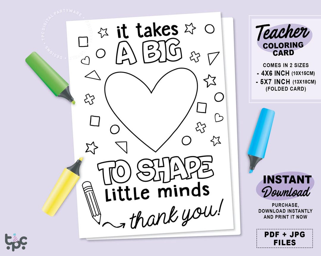 Printable TEACHER Appreciation Card | Thank You Teacher Coloring Card ...