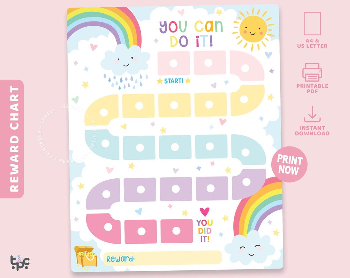 Printable Rainbow Reward Chart | Sunshine Behavior Chart | Kids Routine ...