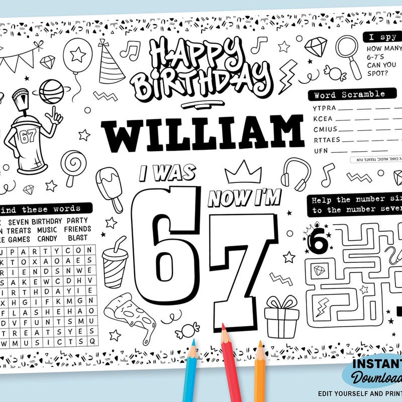 6 7 Coloring Pages - Etsy