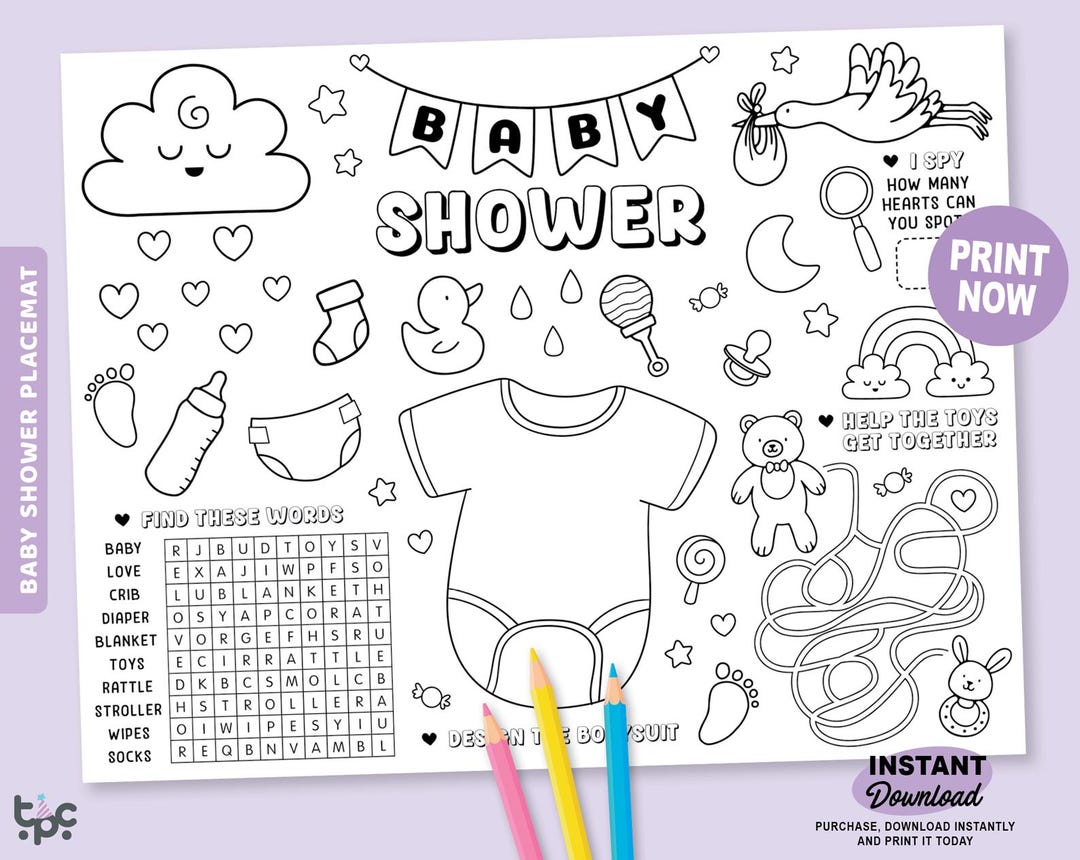 Printable Baby Shower Coloring Page for Kids | Printable Baby Shower ...