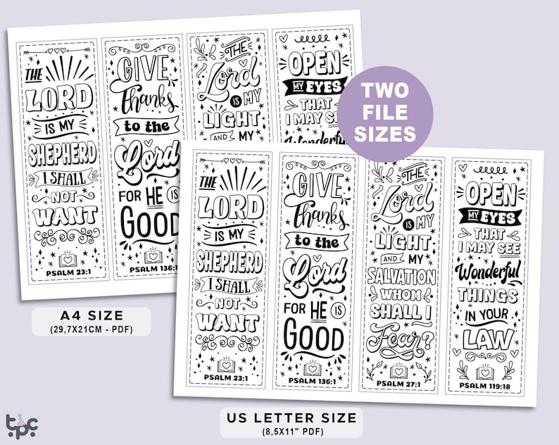 PRINTABLE Psalm Coloring Bookmarks | Christian Activity | Printable ...