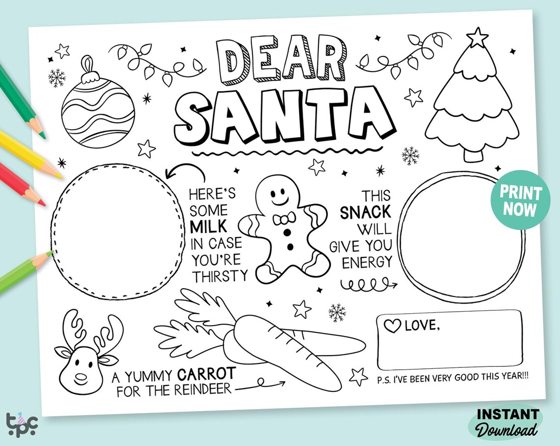 Printable Santa Cookie Tray Placemat | Cookies for Santa Card | Dear ...