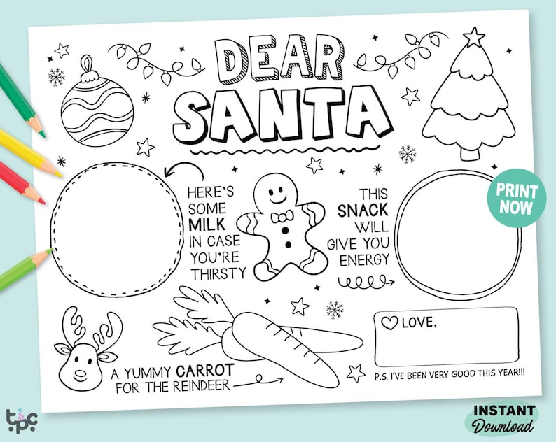 Printable Santa Cookie Tray Placemat | Cookies for Santa Card | Dear ...