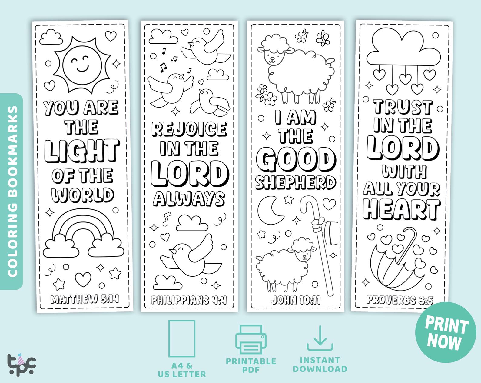 PRINTABLE Bible Verse Coloring Bookmarks for Kids | Christian Bookmark ...