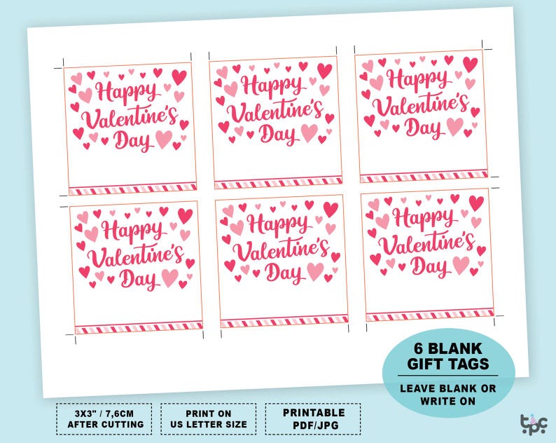 VALENTINES Day Printable Gift Tags | Editable Favor Tags Template | 3 ...