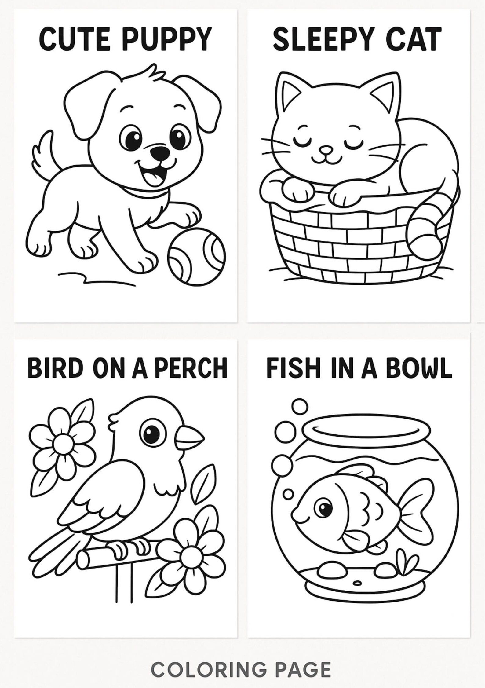 Printable Pet Coloring Pages for Kids – Cute Cartoon Animals | A4 ...