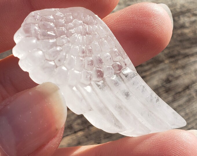 Quartz Stone Angel Wings: Hand Carved Clear White Quartz Crystal Angel ...