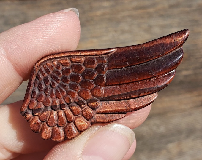 Tiger Eye Stone Angel Wings: Hand Carved Golden Brown Yellow Sheen ...