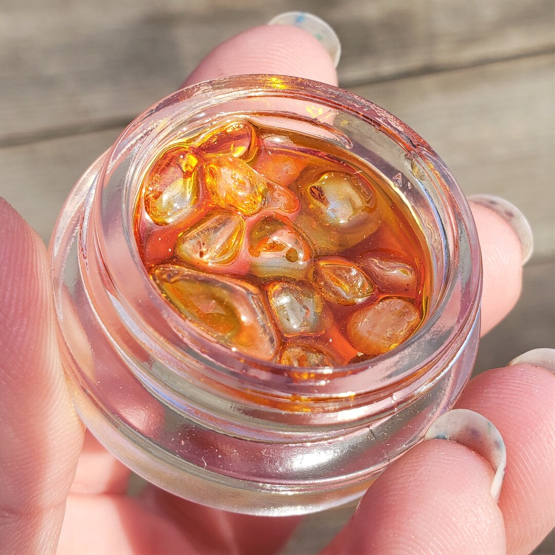 Diamonds & Sauce Dab Necklace: Bright Orange Glass Jar of Faux Fake ...