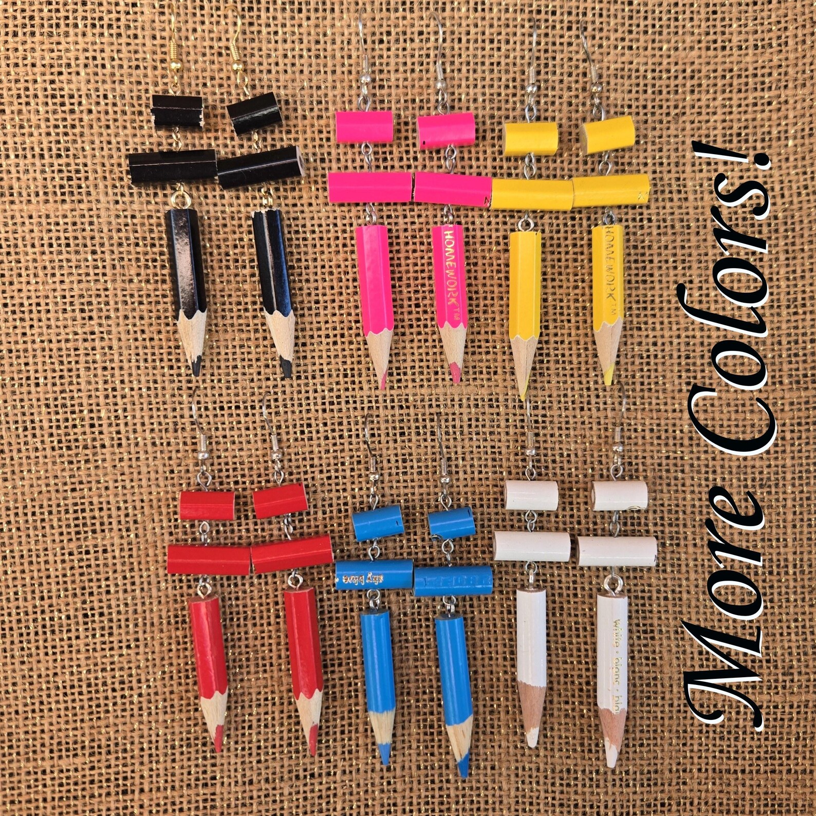 Colored Pencil Earrings: Dangling Tiny Pencils Jewelry Recycled ...