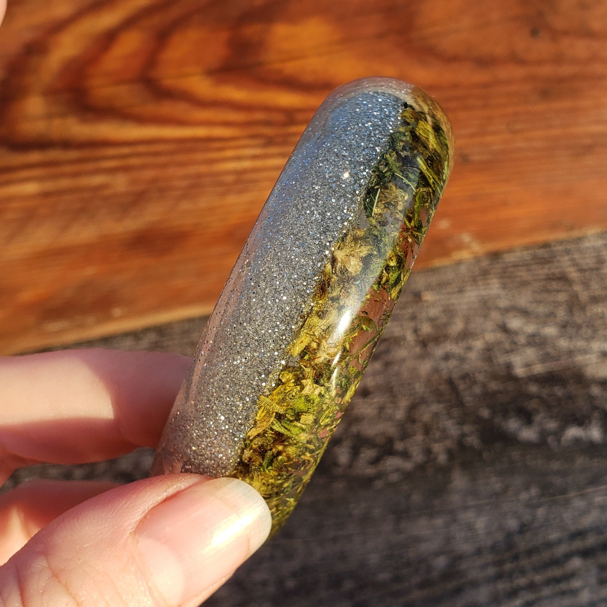 Weed & Silver Glitter Chunky Bangle: Real Cannabis Nug Flower - Etsy ...