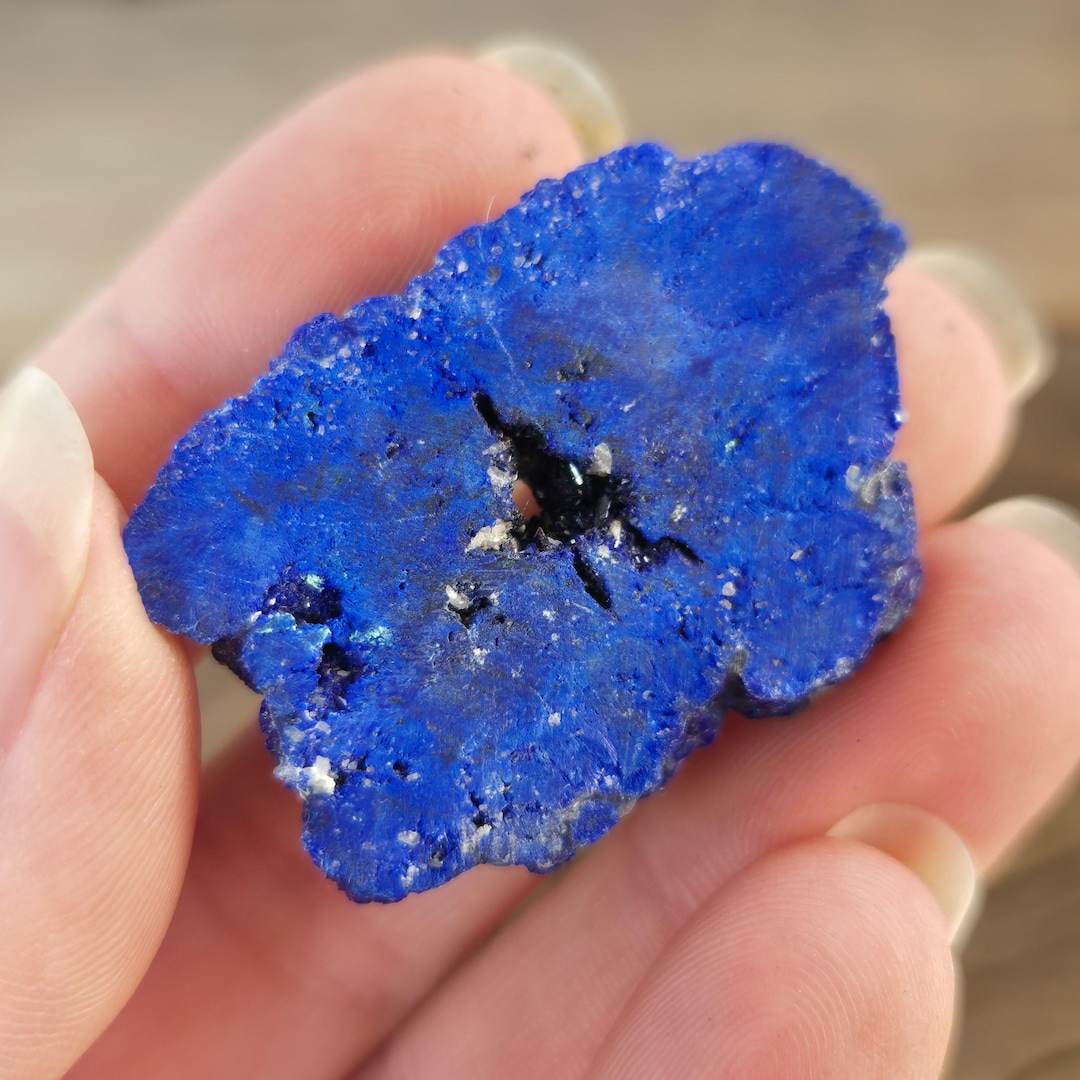 Azurite Blueberry Slice: 18.7 Gram Large Dark Royal Blue Druzy Siberian ...