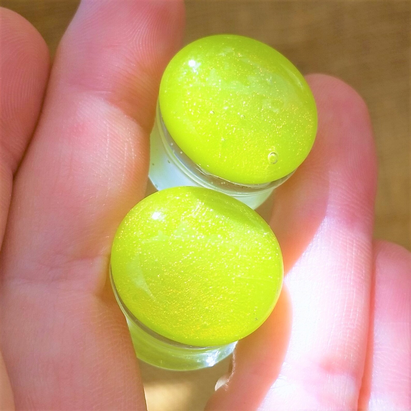 20 Mm Gauged Ear Plugs: Pair Handmade Lemon Lime Green & - Etsy