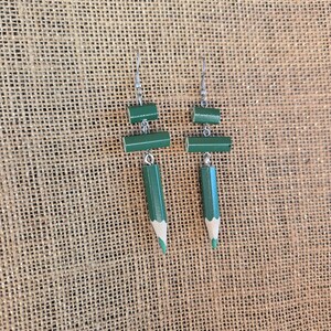 Colored Pencil Earrings: Dangling Tiny Pencils Jewelry Recycled ...