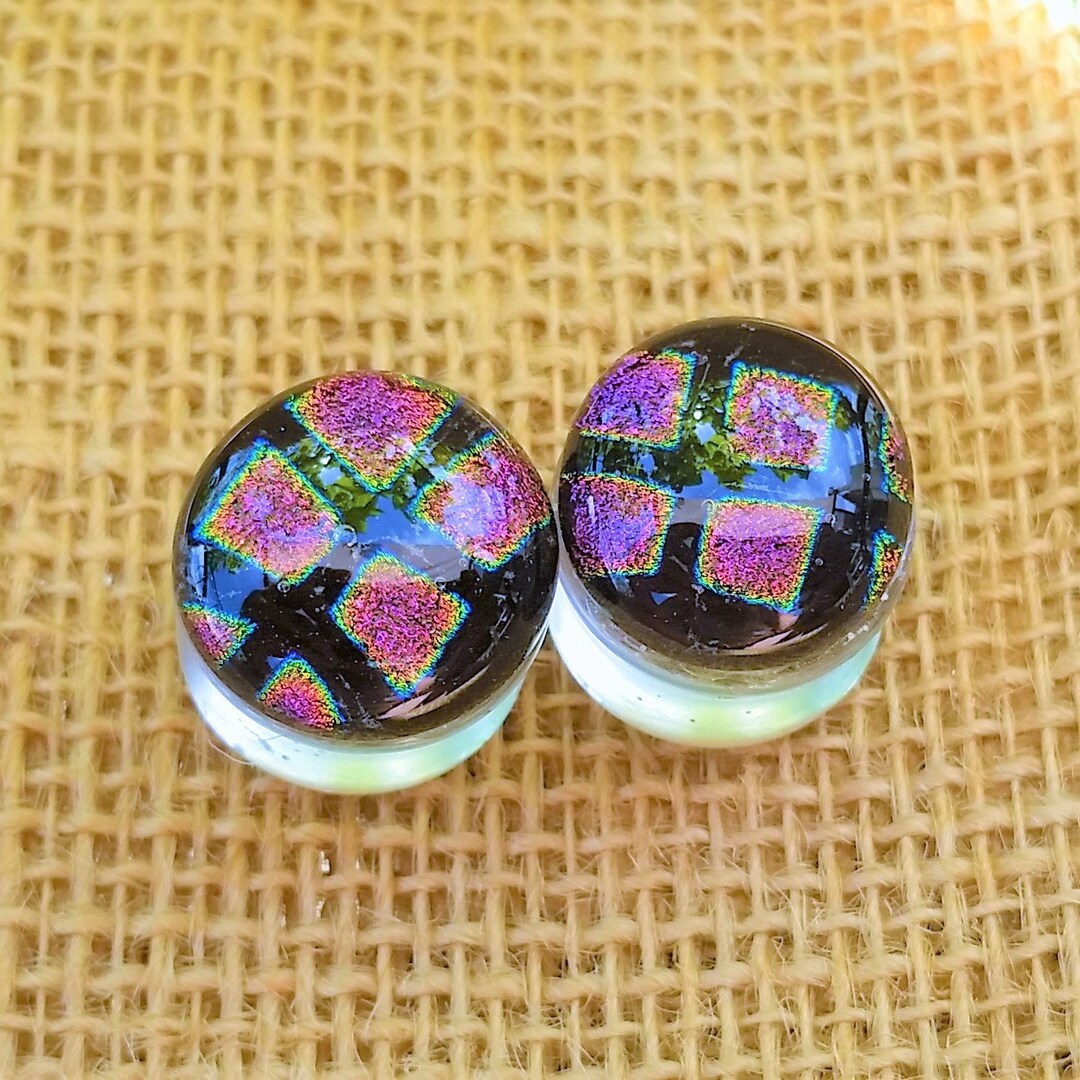 18 Mm Glass Gauged Ear Plugs: Handmade Watermelon Tourmaline Design on ...