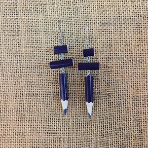 Colored Pencil Earrings: Dangling Tiny Pencils Jewelry Recycled ...