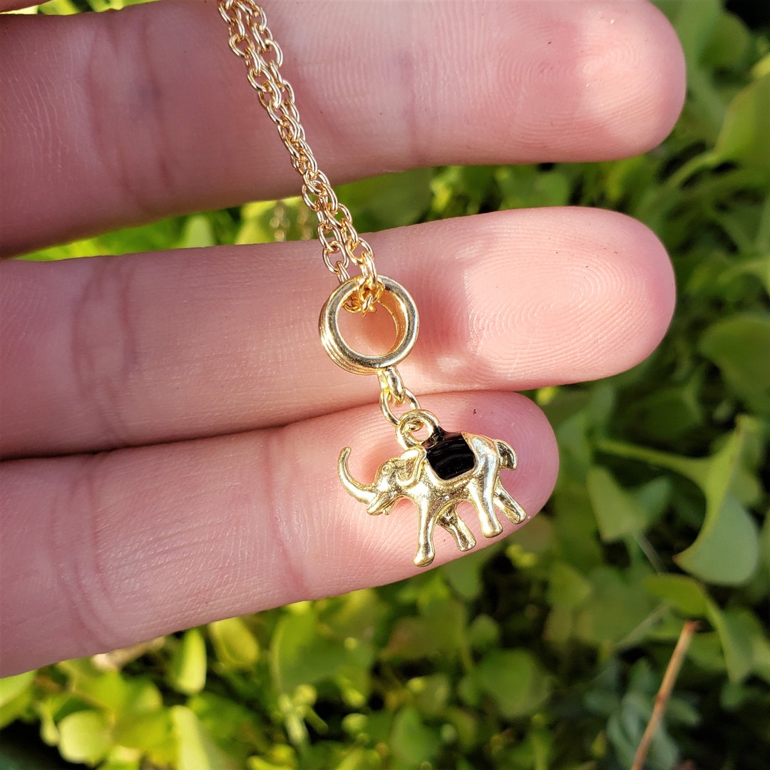 Lucky Elephant Necklace: Gold Plated Good Luck Charm Necklace Plain ...