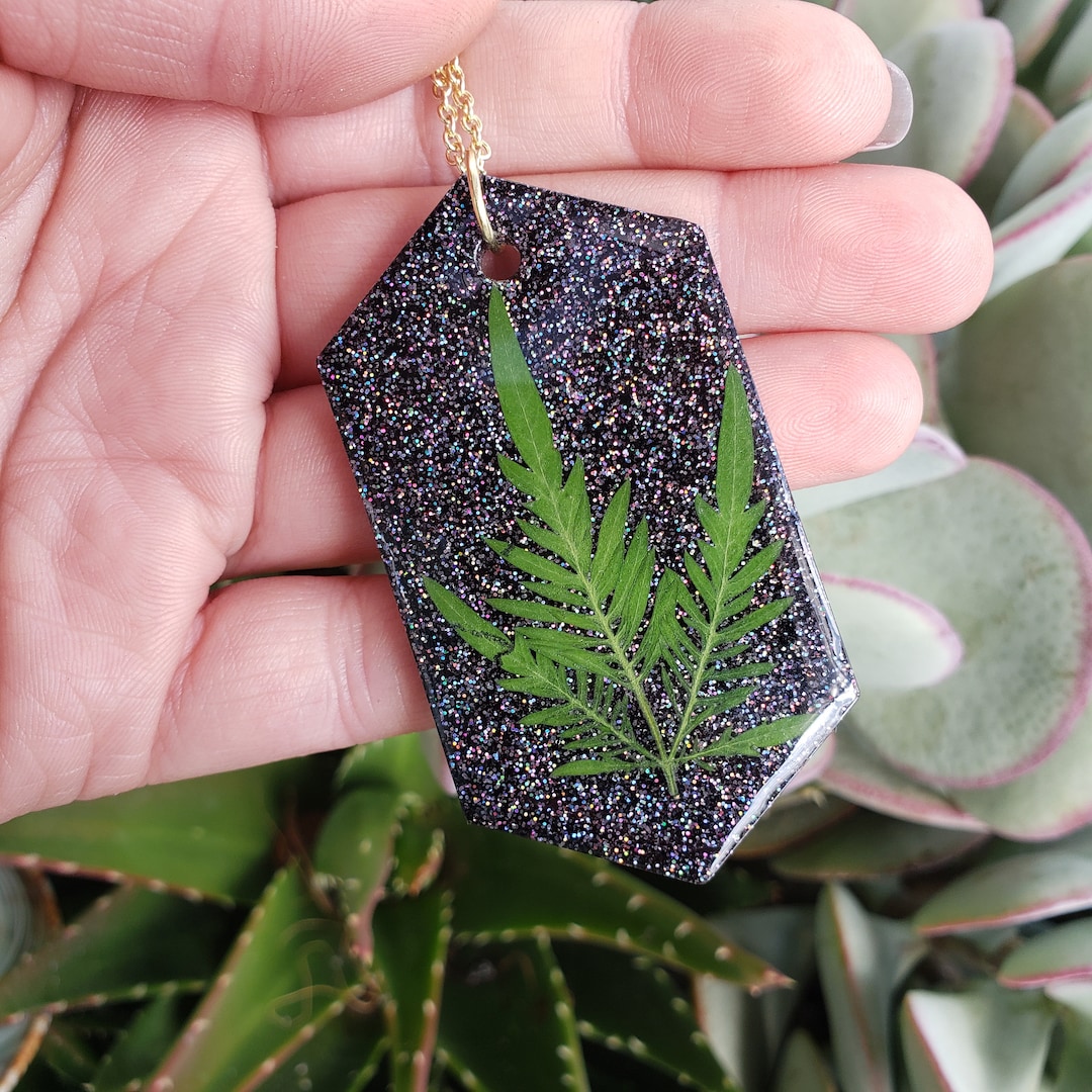 Freakshow Cannabis Leaf Necklace: Real Weed Pot Leaf Black Holographic ...