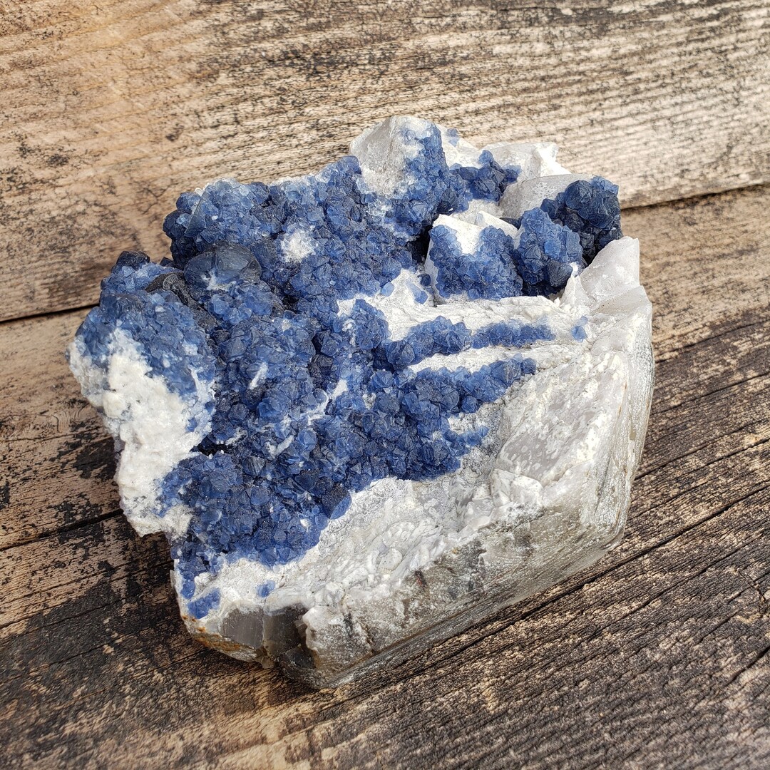 Blue Fluorite: 424g Dark Blue Botryoidal Large RARE OLD STOCK Round ...