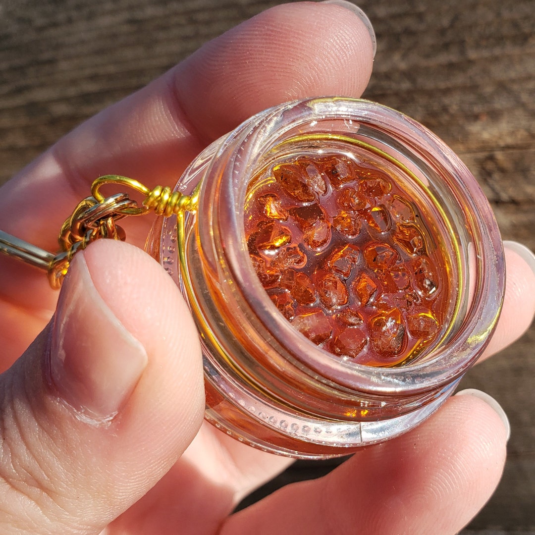Diamond Dab Keychain: Jar of Faux Caviar W/real Herkimer Diamonds Sauce ...