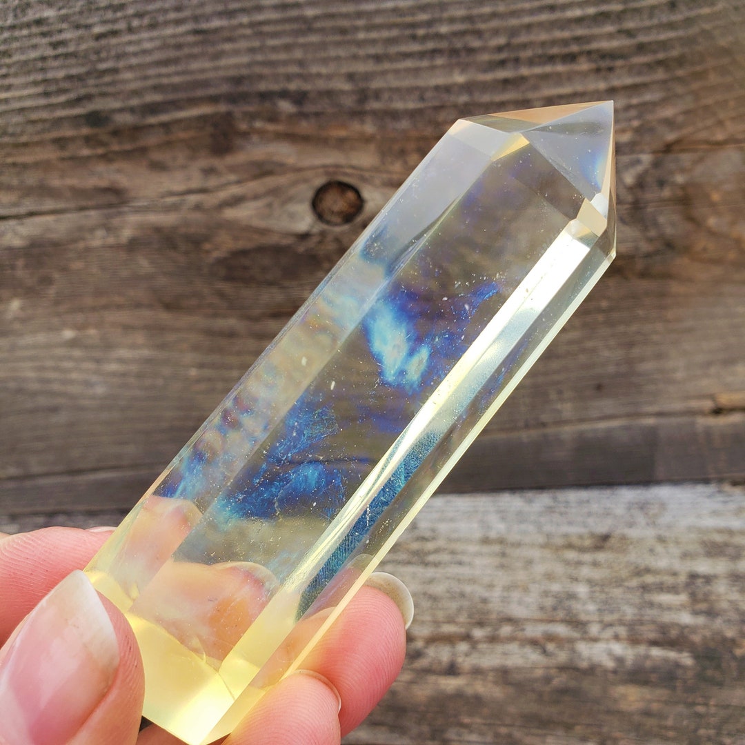 Lemon Tower Points: 79.1 Gram Large Clear Golden Glass Faux Lemon ...