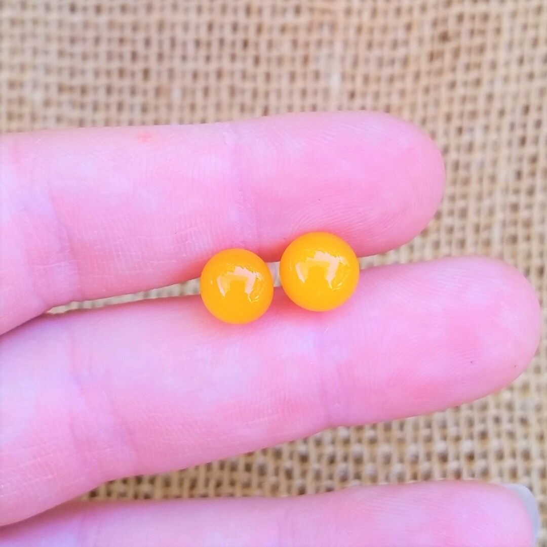 4 Mm 6G Glass Gauged Ear Plugs: Handmade Bright Orange Plain Glass on ...