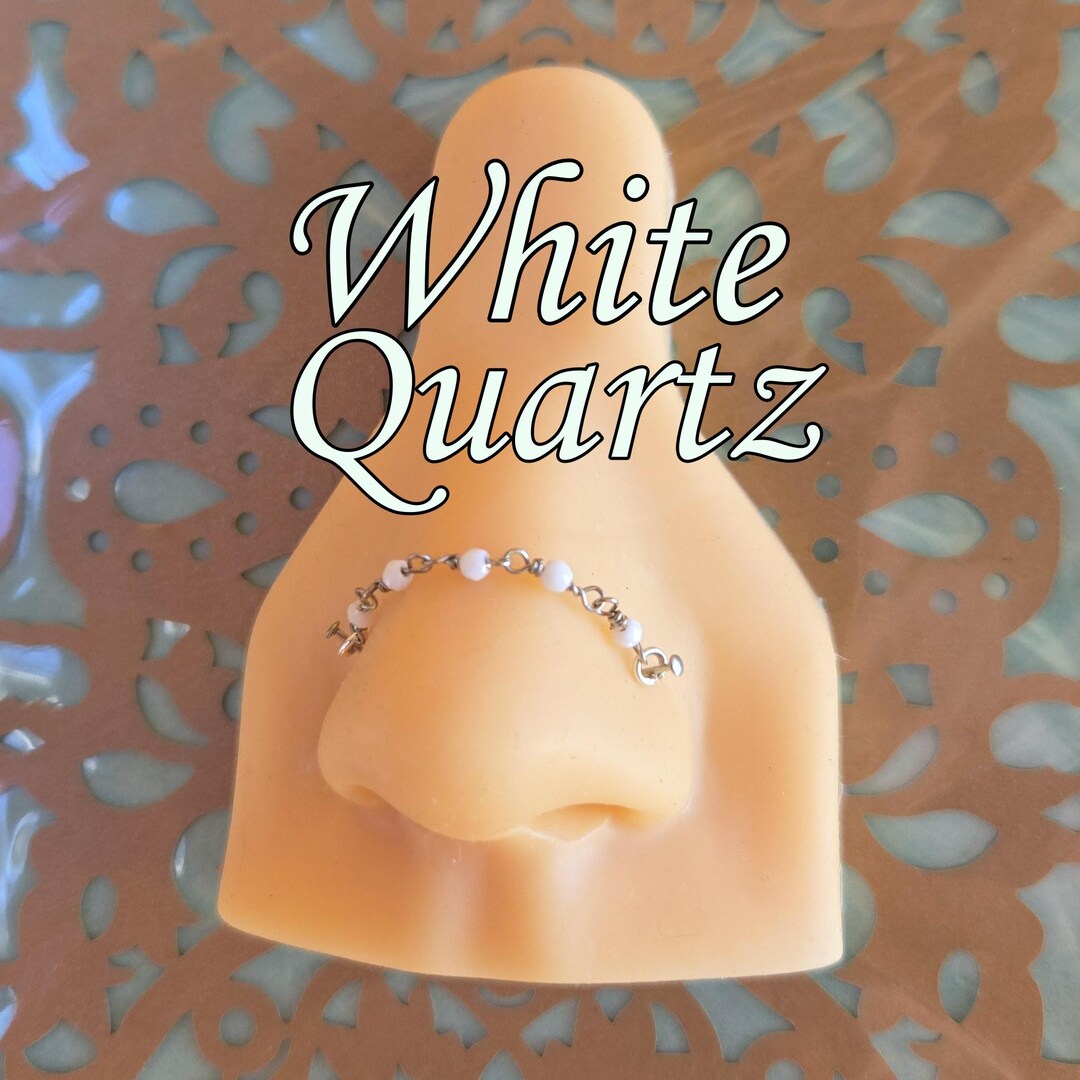 Quartz Nose Chain: White Quartz Opaque Crystal Gemstone Beaded Double ...