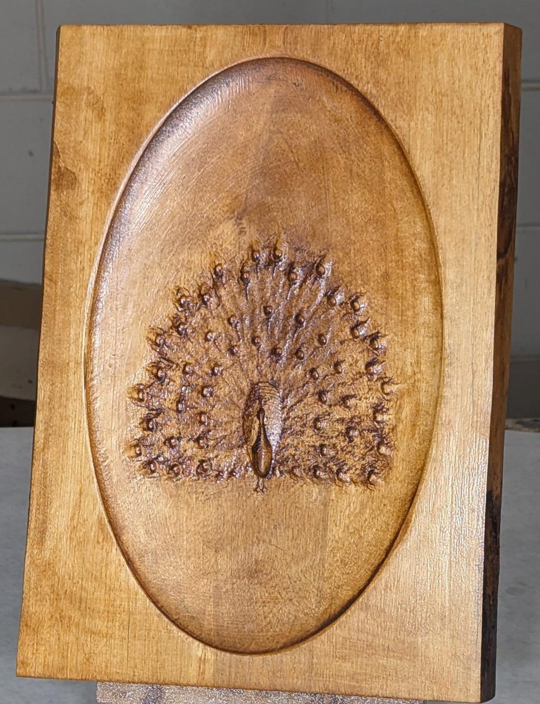Handcrafted Peacock Carved Wood Bowl, Minnesota White Birch Live Edge ...