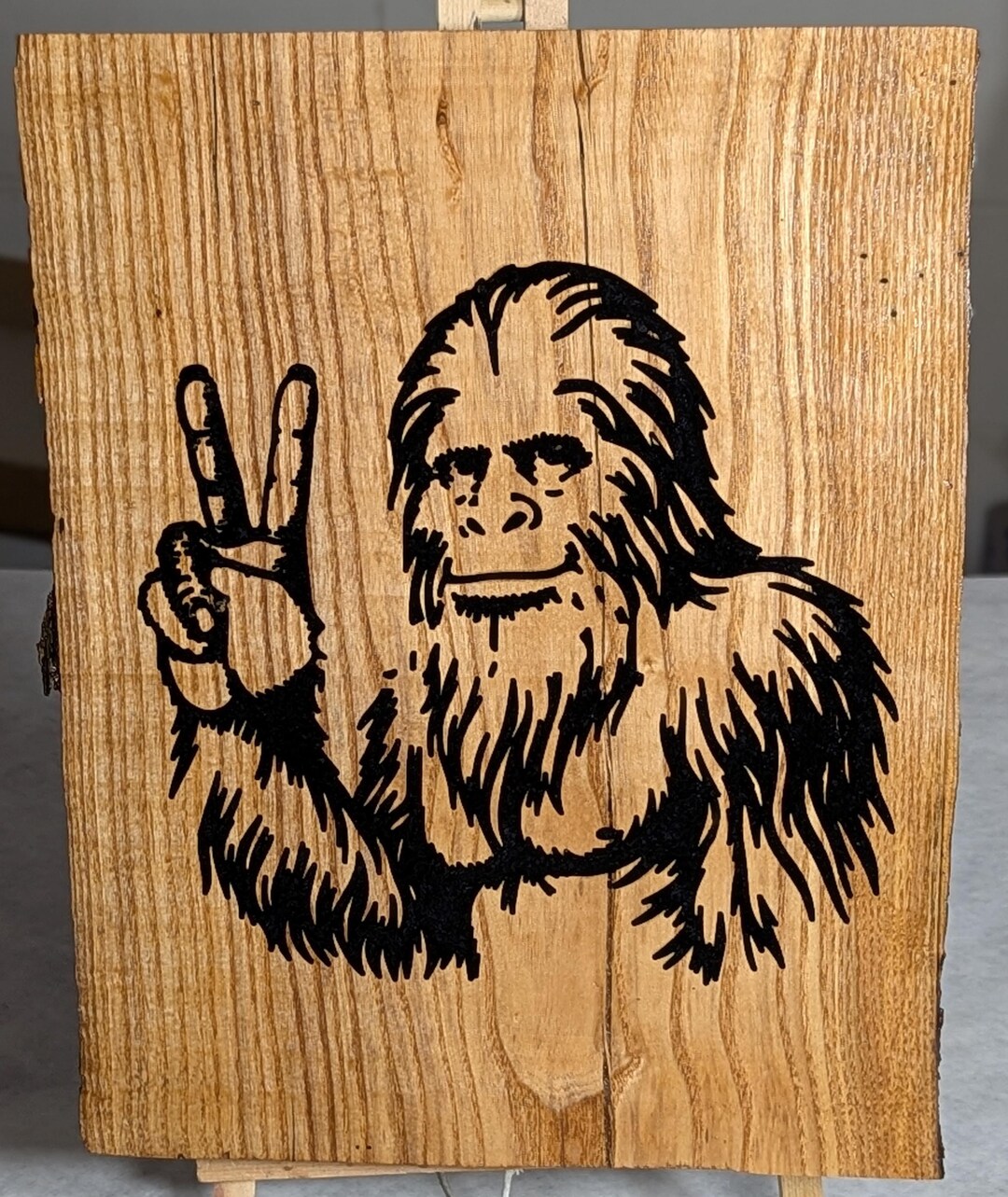 V-carved Sasquatch Ash Log Wall Art: Black Epoxy Inlay, Live Edge - Etsy