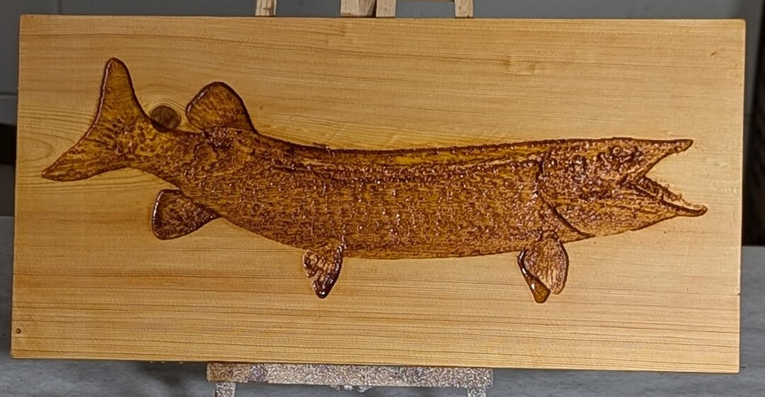 Handcrafted V-carved Muskie Fish Wall Art: Minnesota Tamarack Live Edge ...